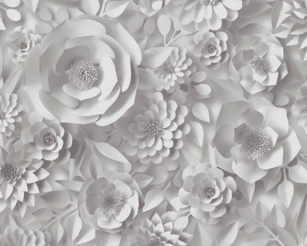 A.S. CRÉATION WALLPAPER «FLORAL, 3D, GREY, WHITE» 387181