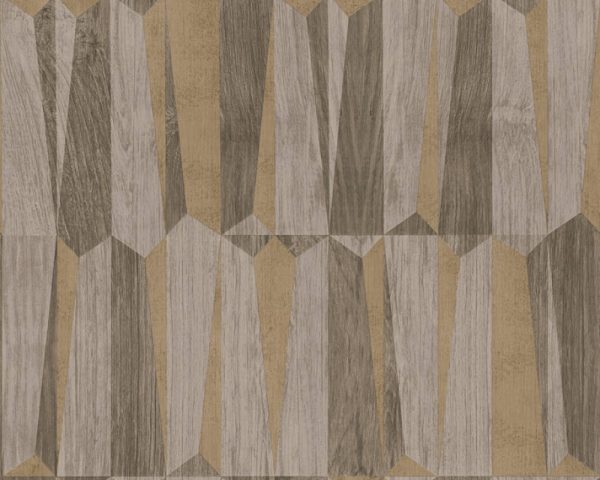 PRIVATE WALLS WALLPAPER «WOOD, BROWN, GOLD, GREY, METALLIC» 387433