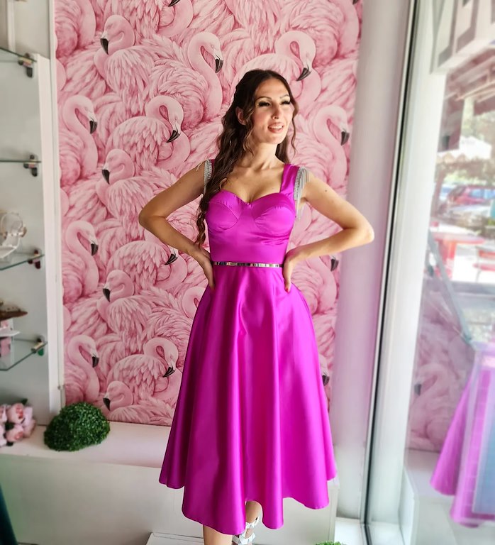 Haljina ispod kolena 216 – Pink korset haljina