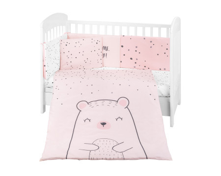 KikkaBoo posteljina sa ogradicom 6 pcs 60/120 Bear with Me pink ( KKB60117 )