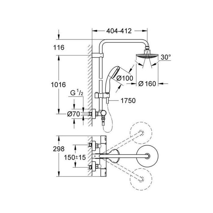 VITALIO 160 termostatski set za tuš kabinu GROHE