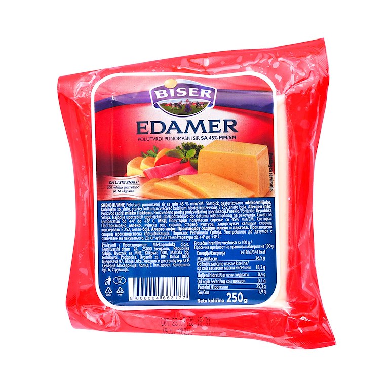 biser sir edamer 45%mm 250g biser