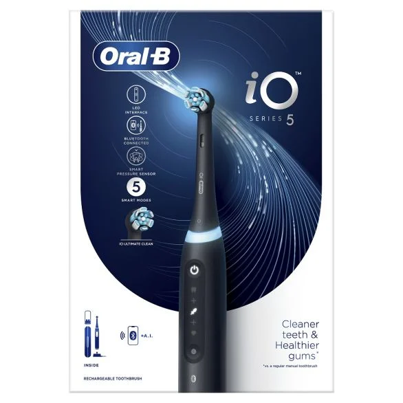 Oral-B iO 5 električna četkica za zube, 1 glava, putni set, crna
