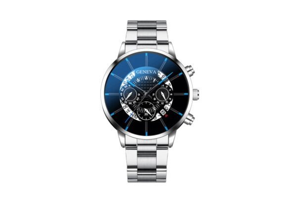 Elegantan muški sat, srebrno-crni