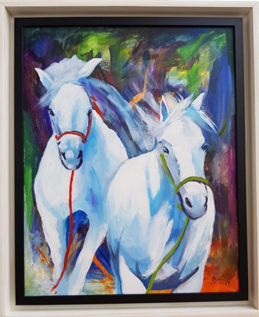 Beli ati 3, Marija Djukic, ulje na platnu, sa 57×47 cm, bez 50×40 cm, sertifikat, 17700 dinara