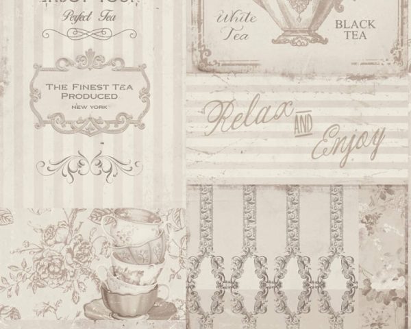 A.S. CRÉATION WALLPAPER «COTTAGE, FLORAL, CREAM, GREY, PURPLE» 387273