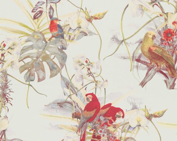 A.S. CRÉATION WALLPAPER «FLORAL, CREAM, RED, WHITE» 387251