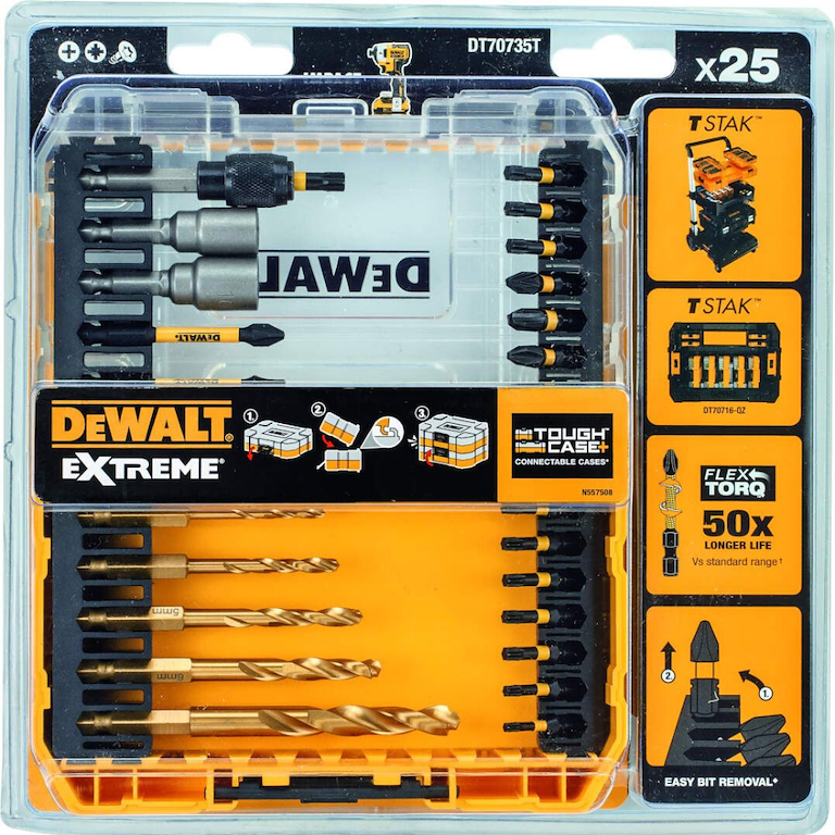 DeWalt Set burgija i nastavaka, 25-delni, DT70735T