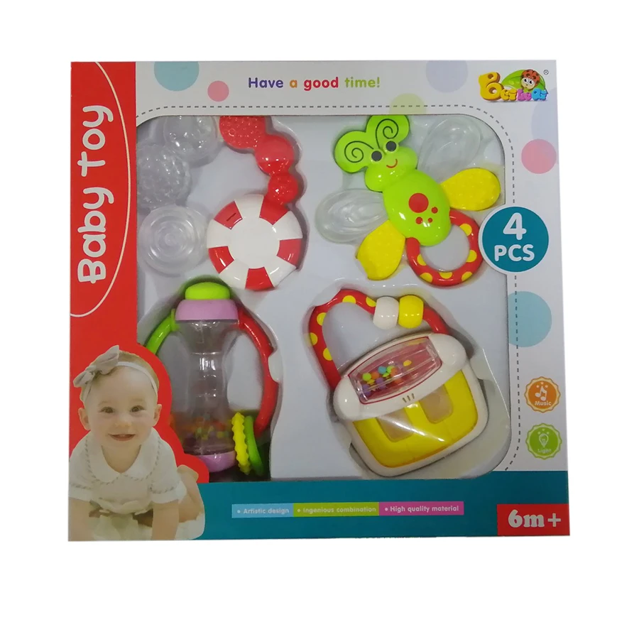 Zvečke za bebe set 396001 - 4 igračke zvečke za bebe 6m+