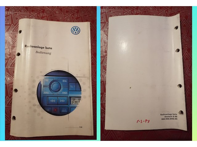 Knjiga 3.4 za VW Golf 4 (radioanlage beta bedienung)
