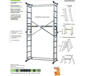 Aluminijumska skela radnav.3.7m/merdevina,radnav 4.2m/ 5u1 Centaure Multi Plus