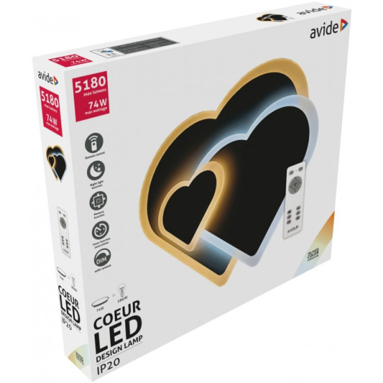 LED PLAFONJERA DEKOR OYSTER COEUR 74W (37+37) SA RF DALJINSKIM