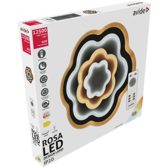 LED PLAFONJERA DEKOR OYSTER ROSA 90W (45+45) SA RF DALJINSKIM