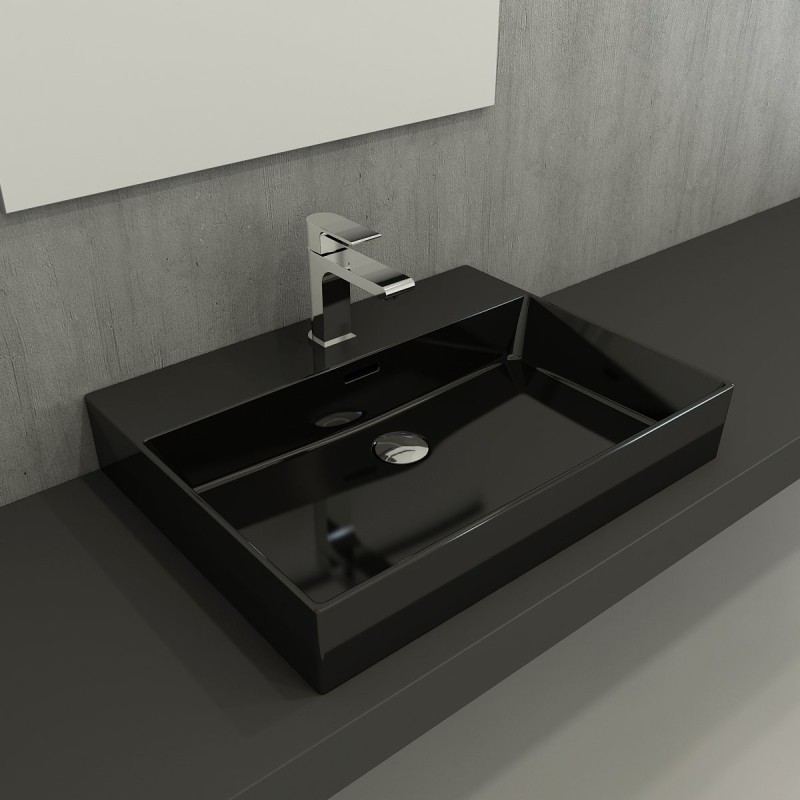 Bocchi Milano Lavabo 60cm sa rupom sjaj crna 1376-005-0126