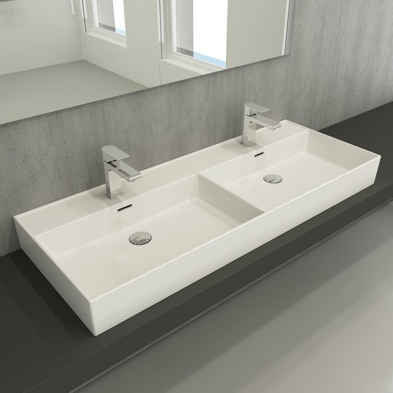 Bocchi Milano dupli lavabo 120cm sa rupom bela 1393-001-0132