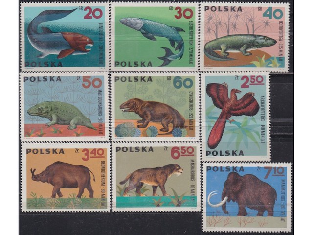 Poljska 1966 Praistorijske životinje čisto