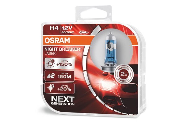 Osram H4 halogene sijalice 12V 60/55W P43t NIGHT BREAKER LASER + 150% / 2 kom /