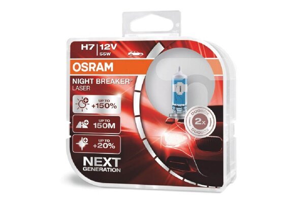 Osram H7 halogene sijalice 12V 55W PX26d NIGHT BREAKER LASER + 150% / 2 kom /