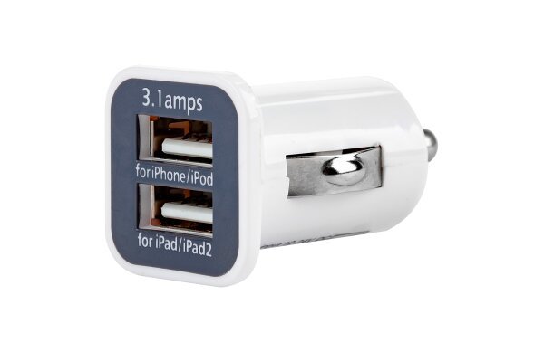 Auto punjač 2xUSB bijeli PCH-01