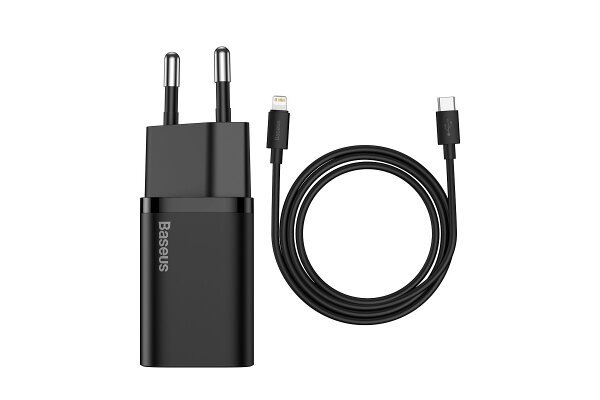 Baseus Super Si brzi punjač 1C 20W USB-C punjač sa Lightning kablom od 100 cm, crni