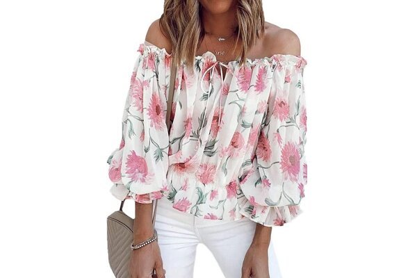 Ružičasta ljetna bluza sa cvjetnim printom, veličina 2XL