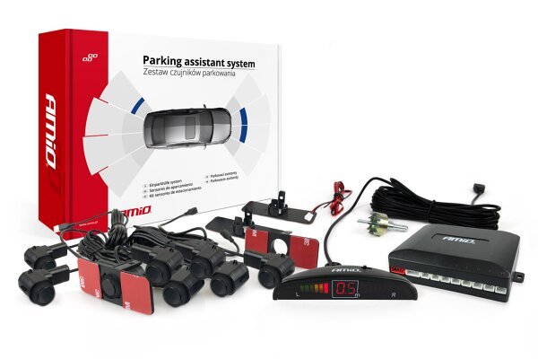 Parking senzor, LED za rikverc 8 senzora crni, unutrašnji 16,5 mm