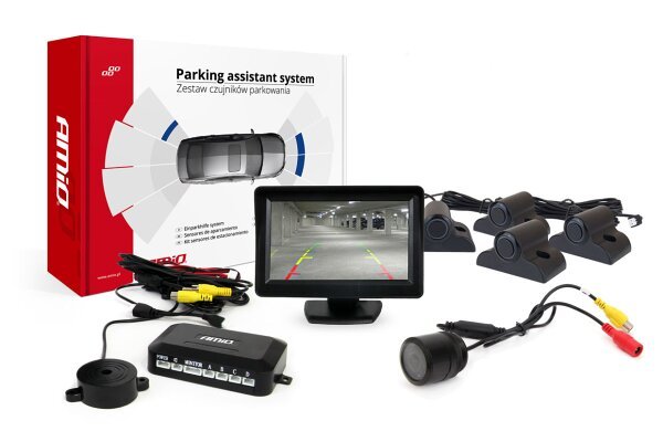 Komplet parking senzora TFT01 4.3" sa HD-301-IR kamerom. 4 crna senzora za kamione