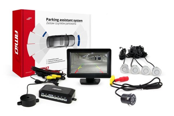 Komplet parking senzora TFT01 4.3" sa HD-307-IR kamerom 4 senzora srebrna