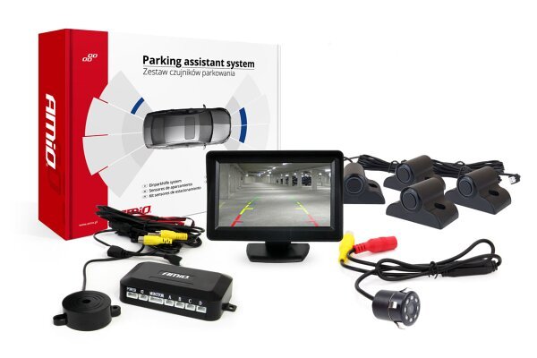 Komplet parking senzora TFT01 4.3" sa HD-307-IR kamerom. 4 crna senzora za kamione