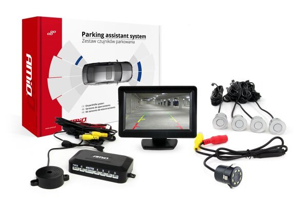 Komplet parking senzora TFT01 4.3" sa HD-308-LED kamerom 4 senzora srebrna