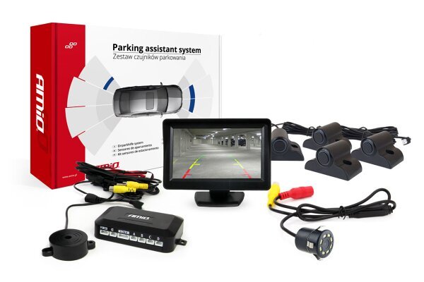 Komplet parking senzora TFT01 4.3" sa HD-308-LED kamerom. 4 crna senzora za kamione