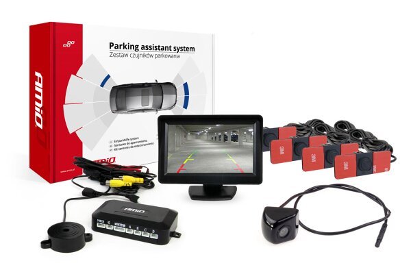 Komplet parking senzora TFT01 4.3" sa HD-310 kamerom. 4 senzora, crna, unutra