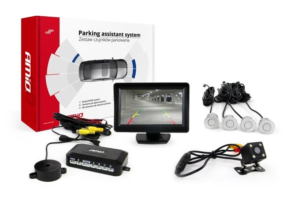 Komplet parking senzora TFT01 4.3" sa HD-315-LED kamerom 4 senzora srebrna