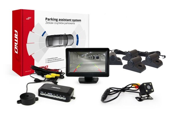 Komplet parking senzora TFT01 4.3" sa HD-315-LED kamerom. 4 crna senzora za kamione