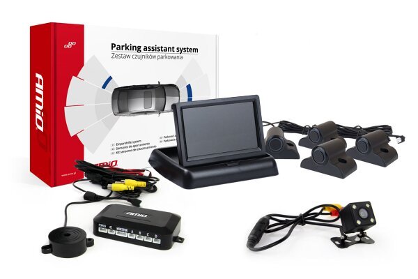 Komplet parking senzora TFT02 4.3" sa HD-315-LED kamerom. 4 crna senzora za kamione