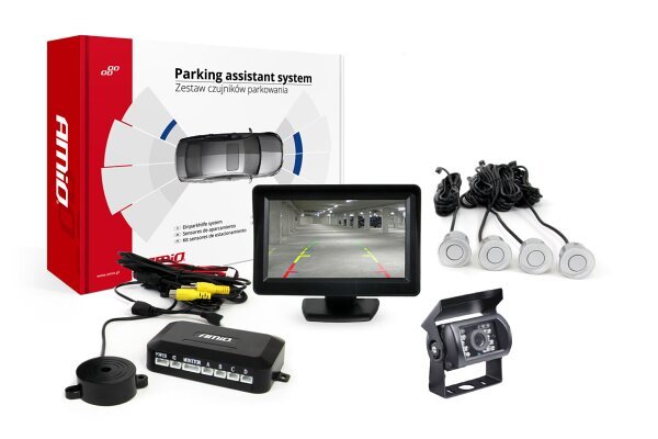 Komplet parking senzora TFT01 4.3" sa HD-501-IR kamerom 4 senzora srebrna