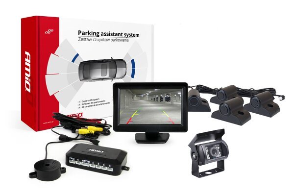 Komplet parking senzora TFT01 4.3" sa HD-501-IR kamerom. 4 crna senzora za kamione