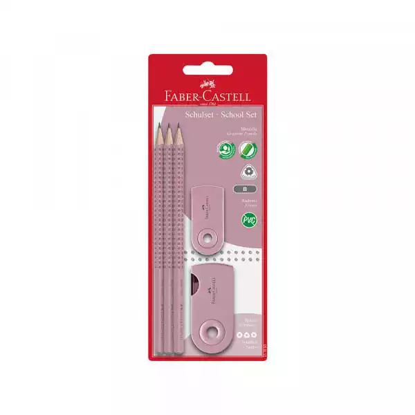 Faber Castell Grafitna olovka FC set polyblister 2 graf. ol pink + rezač + gumica Sleeve ( F143 )
