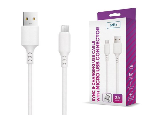Setty kabl USB - Micro USB 1m 2A beli