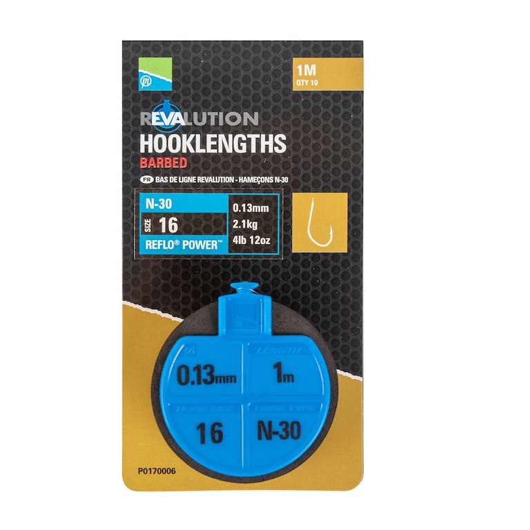 PRESTON REVALUTION HOOKLENGTHS BARBED N-30