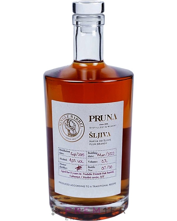 Pruna Single Barrel Rakija od Šljive Francuski hrast Nadalie 0.70l