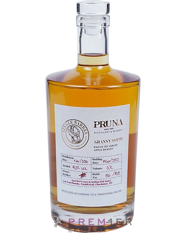 Pruna Single Barrel Rakija Granny Smith Srpski hrast 0.70l