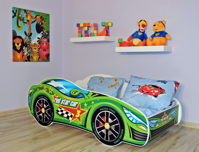 Serija Racing Car-Green Dečiji krevet sa dušekom i letvicama160x80cm