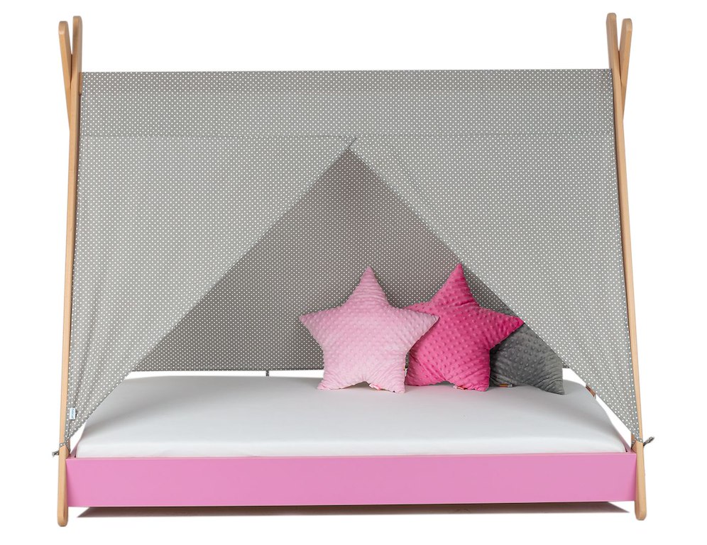 Krevet Bella Luni-Model Tipi sa nadstrešnicom i dušekom-roze