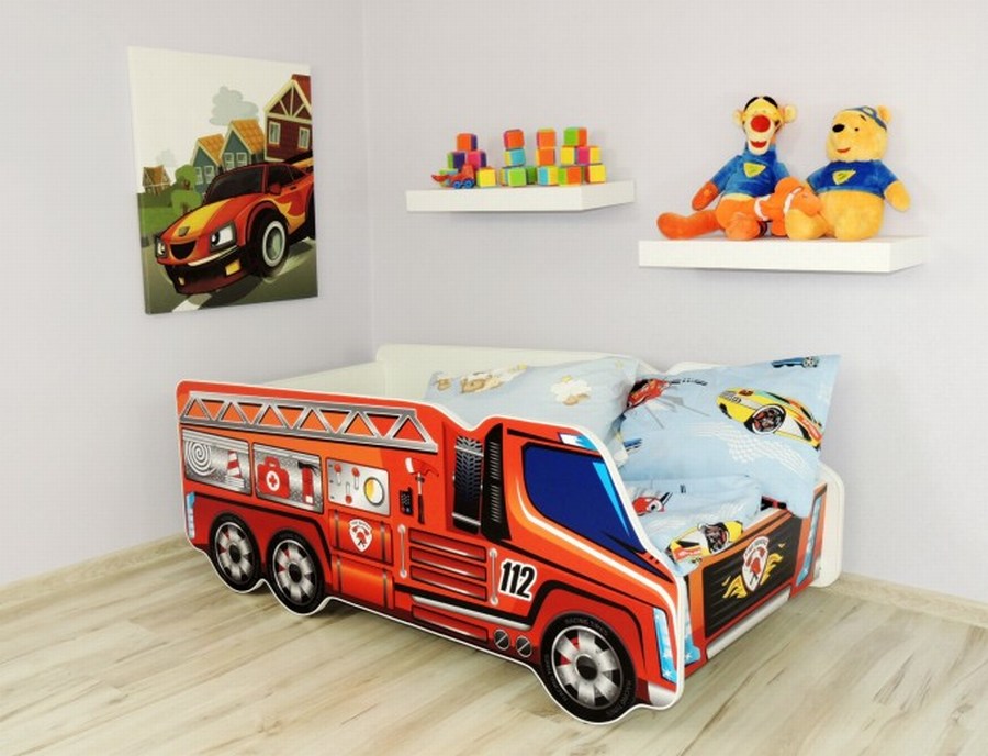 Serija Truck-Fire Truck Dečiji krevet sa dušekom i letvicama 140x70cm
