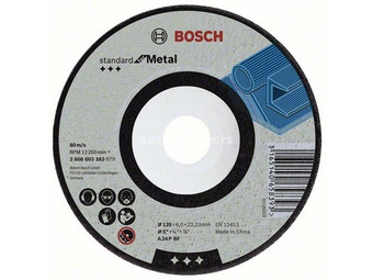 .Brusna pl. fi115 mm, 22, 23 mm, 6, 0 mm, ispupčena Standard for Metal, Bosch