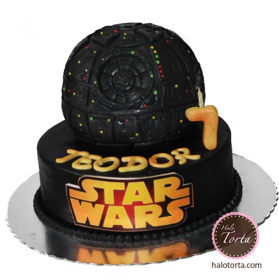 Crna torta Star Wars Zvezda smrti (nejestivi ukras)