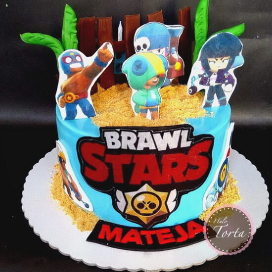 Plava torta Brawl Stars sa jestivim sličicama