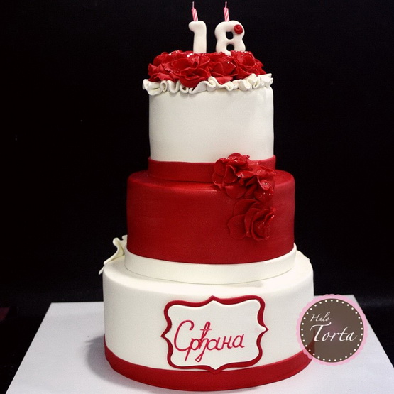 Crveno bela torta za 18. rodjendan