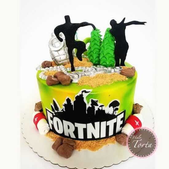 Zelena torta Fortnite sa siluetama